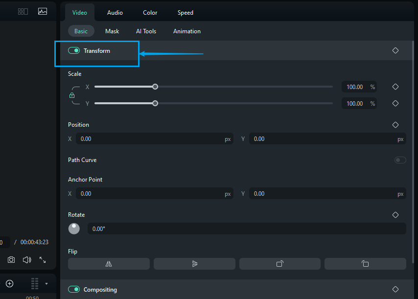 Transform In Filmora Resize Rotate Flip Videos