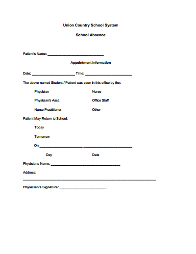 Doctors Note For School Template Free Download Edit Fill And Print