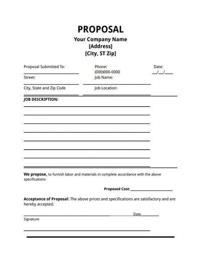 Blank Free Printable Bid Proposal Forms Printable Construction Work 