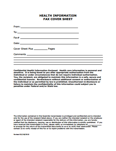 Medical Fax Cover Sheet Template Free Download