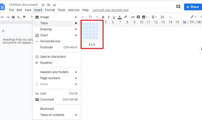 How To Make A Table In Google Docs