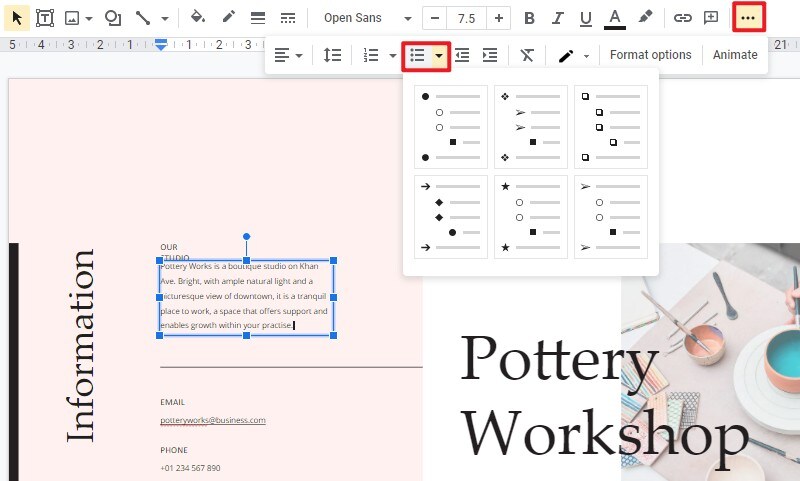 Method To Add Bullet Points In Google Slides