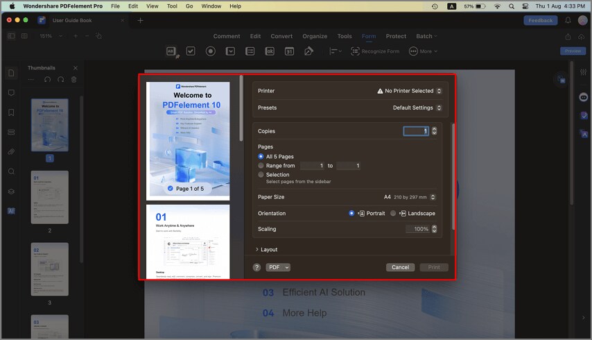 PDF Print Settings On Mac