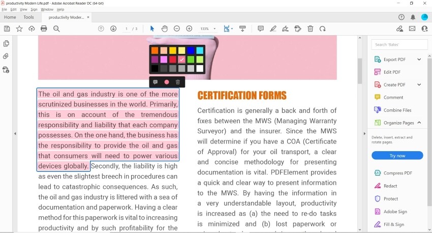 Opusten Pl Spacie More Highlight Color In Adobe Reader Hranie Po ta ov ch Hier V h ad Termin l
