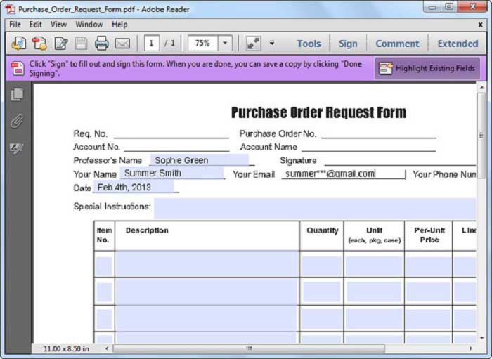 Adobe Fillable Form Template