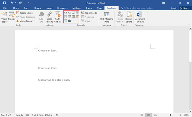Change Word Document To Fillable Form Printable Forms Free Online
