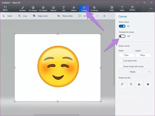 Create Transparent Image In Paint 3D