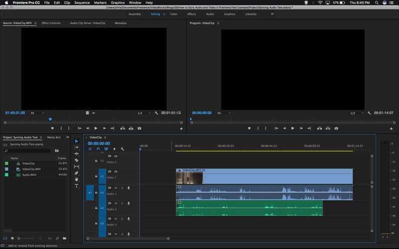 Sincronizar udio E V deo No Adobe Premiere